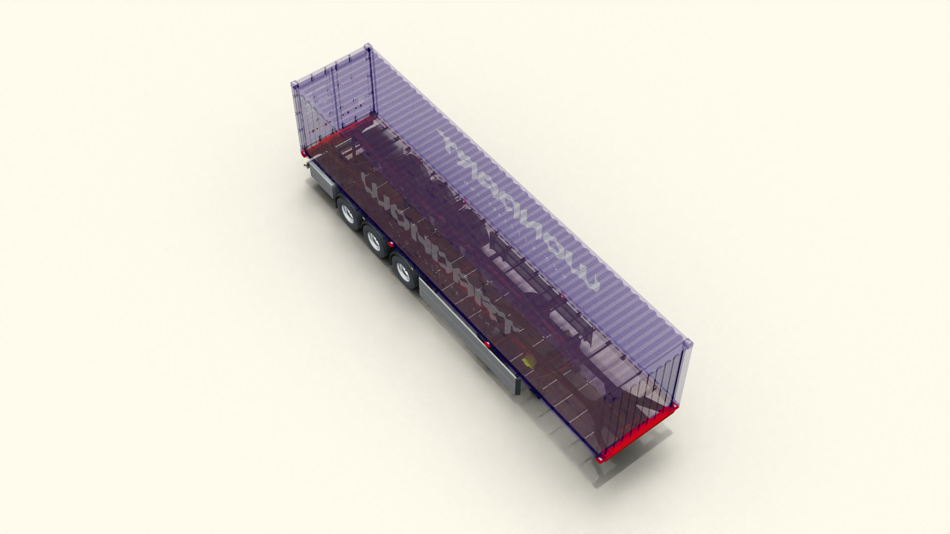 3D model Semi Truck Cargo Container Trailer 40ft VR / AR / low-poly ...