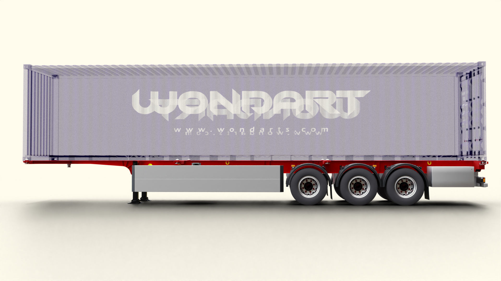3D model Semi Truck Cargo Container Trailer 40ft VR / AR / low-poly ...