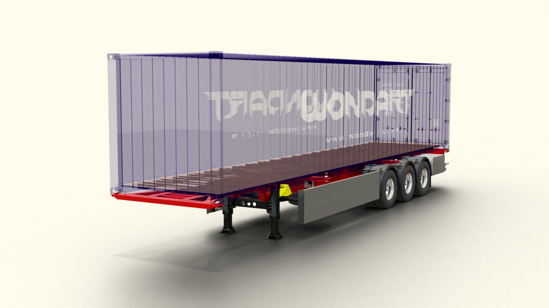 3D model Semi Truck Cargo Container Trailer 40ft VR / AR / low-poly ...