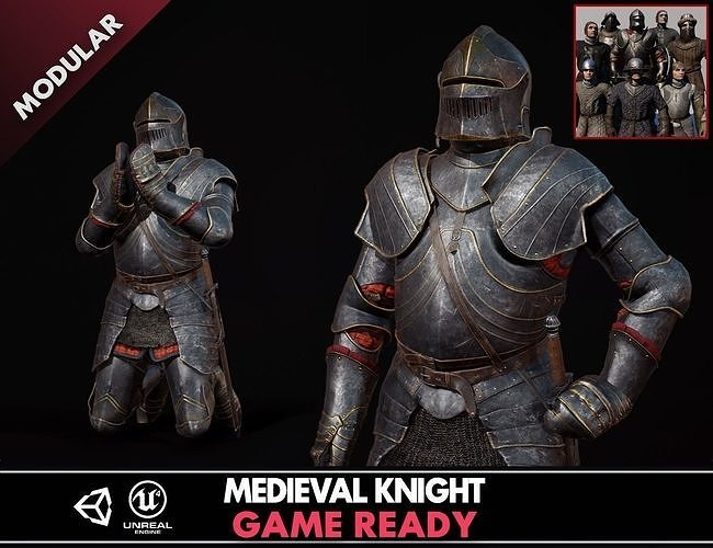 3D model Medieval Knights - Modular VR / AR / low-poly | CGTrader