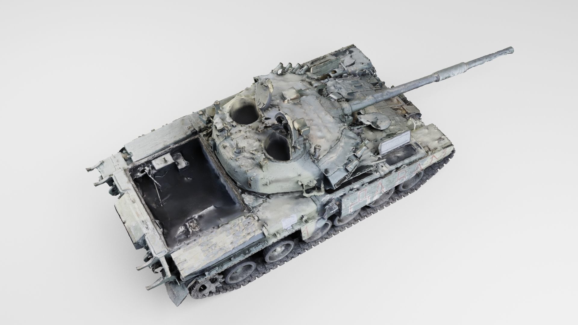Russian T-80 tank destroyed by Ukrainian army 3D model | CGTrader