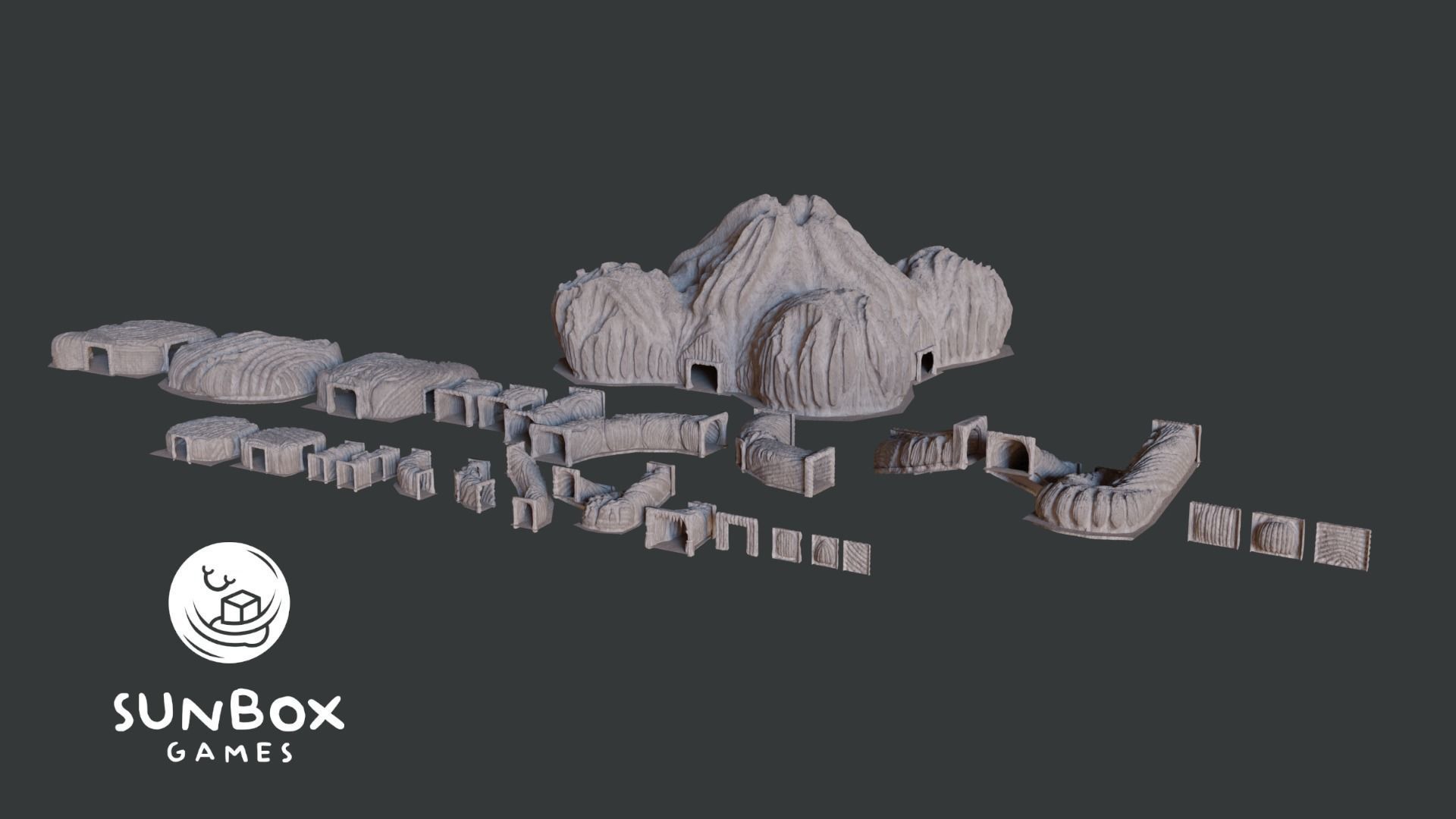3D model Modular Dungeon Caves - Chambers Corridors 29 Pieces VR / AR / low-poly | CGTrader