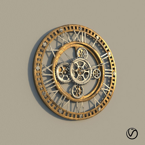 Steampunk Clock Grunge 3D 3D model | CGTrader