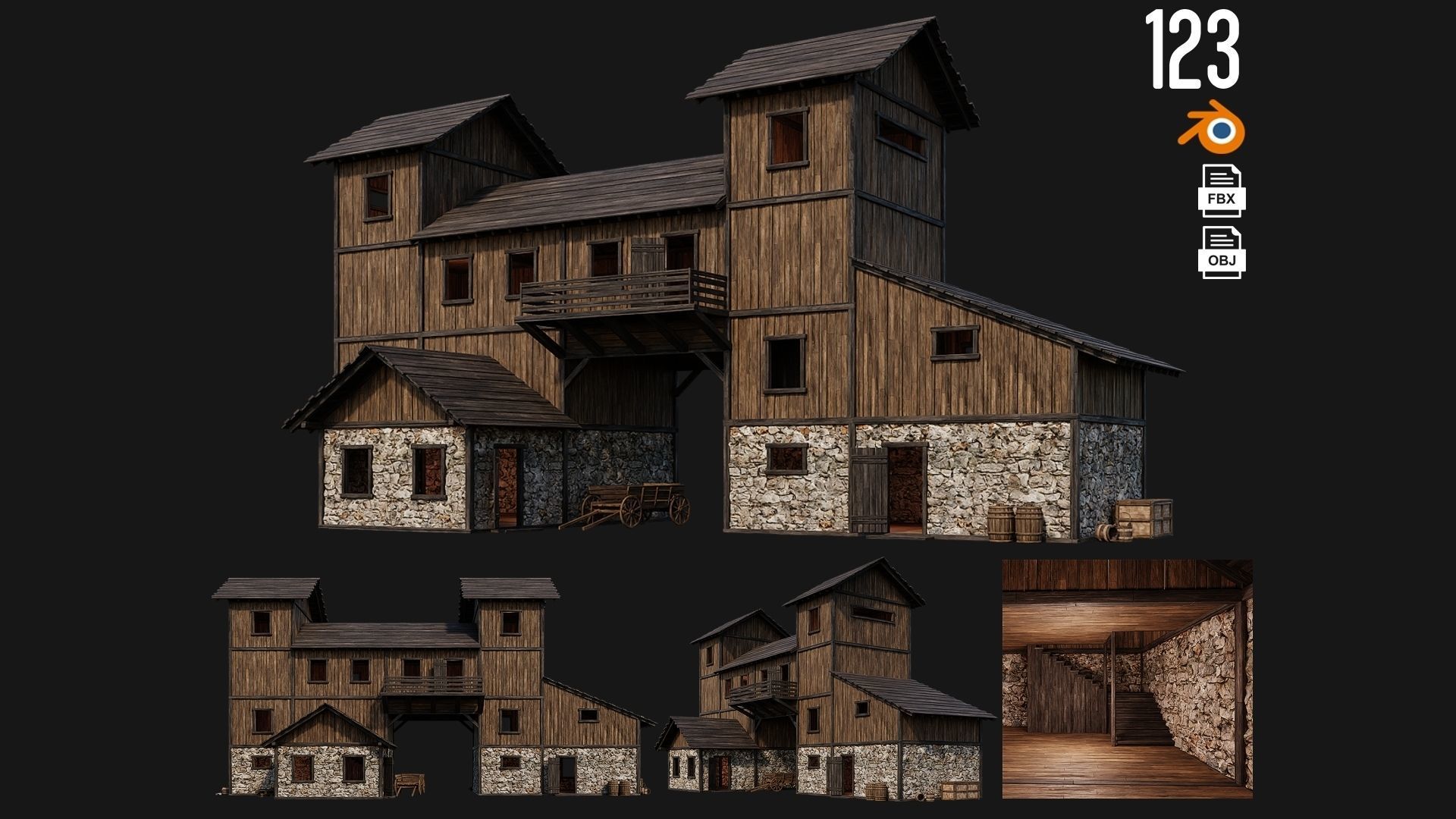 3D model 101 - 200 OLD MEDIEVAL HOUSES BUILDINGS PACK 4K GameReady VR ...