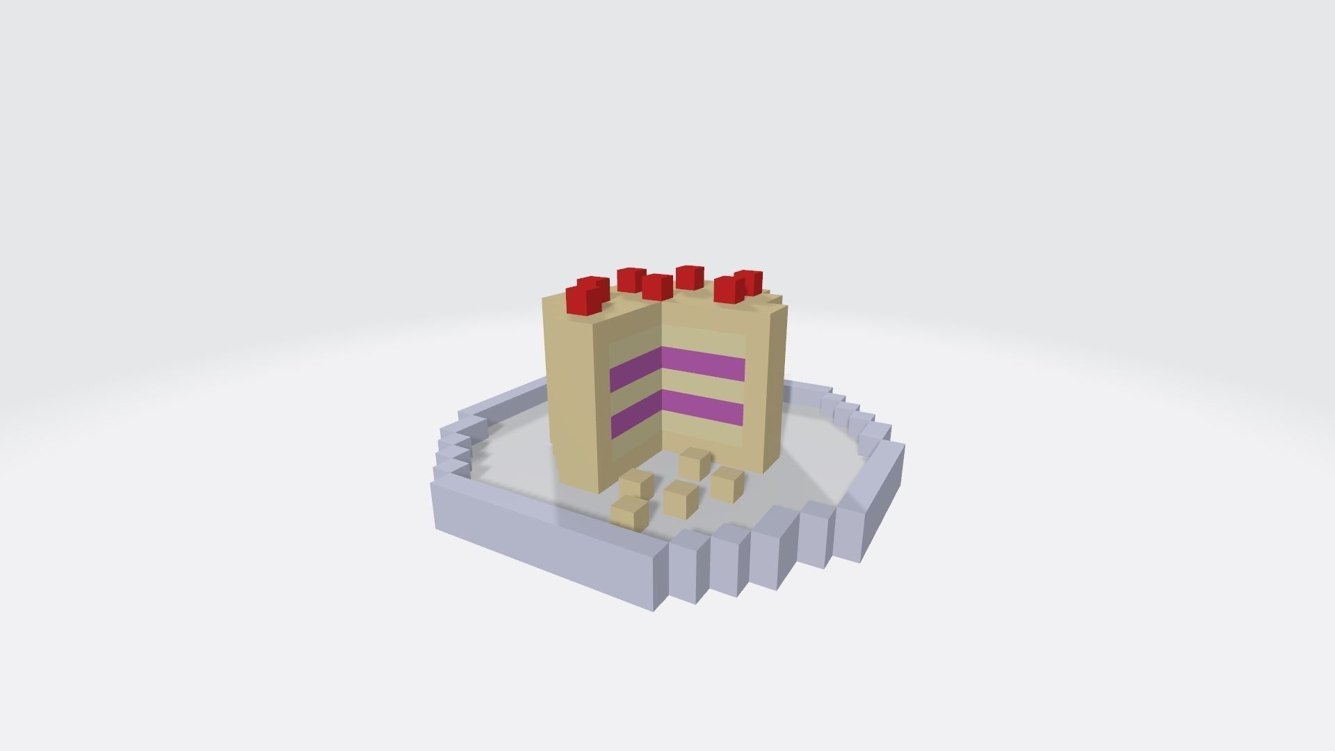 3D model Voxel Vanilla and strawberry cake VR / AR / low-poly | CGTrader