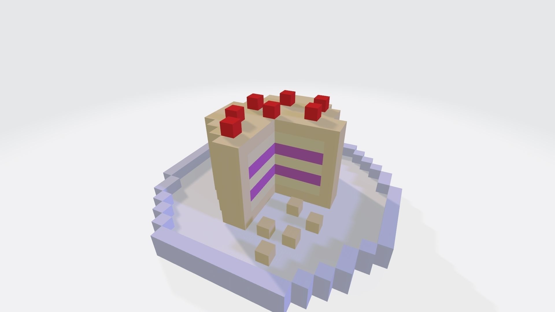 3D model Voxel Vanilla and strawberry cake VR / AR / low-poly | CGTrader