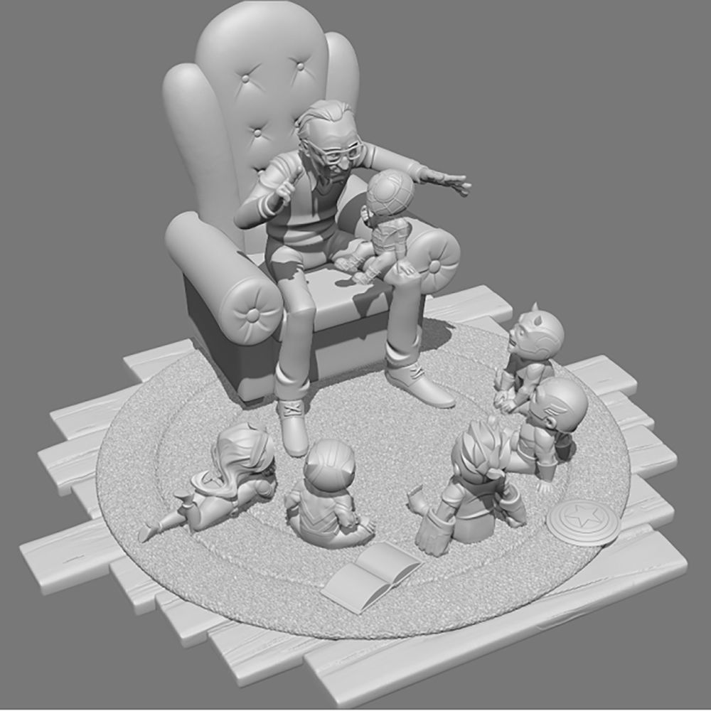 Stan Lee and Marvel Kids Diorama 3D Model Ready to Print 3D model 3D ...