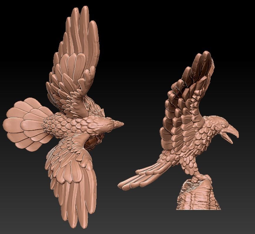 Crow miniature 3D model 3D printable | CGTrader