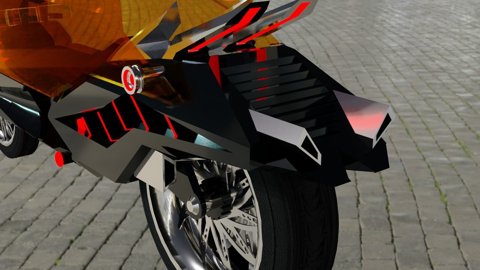 3D model Futuristic cyberpunk motorbike Falcon 564 low poly VR / AR ...
