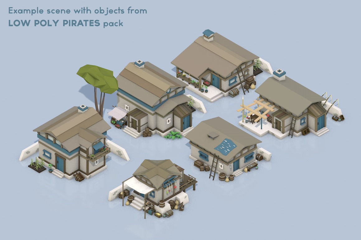 3D model Low Poly Pirate Buildings Asset Pack VR / AR / low-poly | CGTrader