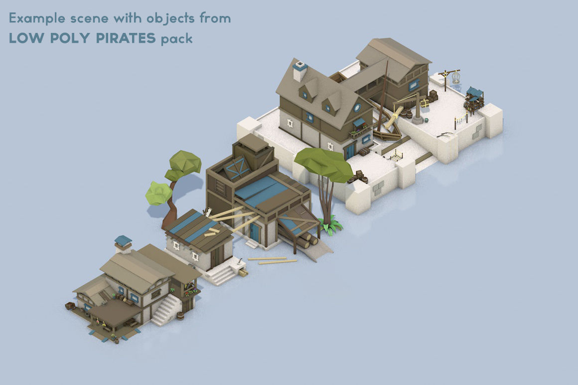 3D model Low Poly Pirate Buildings Asset Pack VR / AR / low-poly | CGTrader
