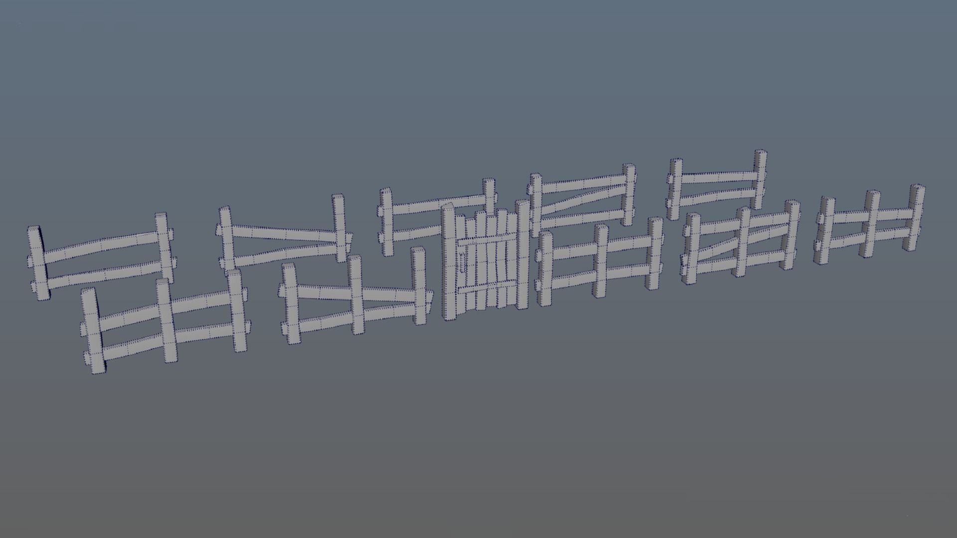 3D model Stylized wooden fence of 10 sections PBR game ready VR / AR ...