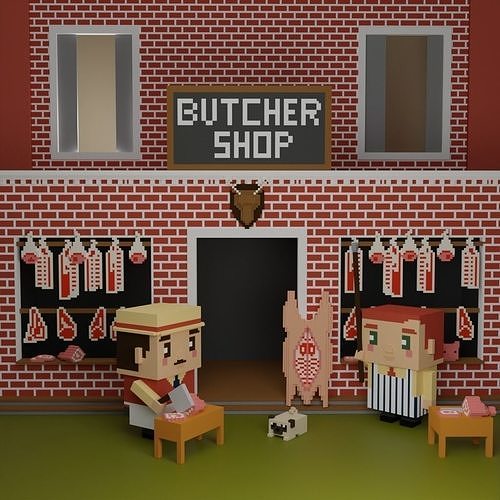 3D model Butcher Shop Scene VR / AR / low-poly | CGTrader