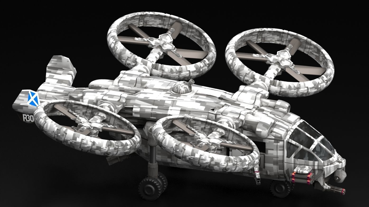 inspired by avatar this 4-propeller helicopter 3D model 3D printable ...