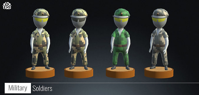 3D model 3D Soldiers - Military Stickman VR / AR / low-poly | CGTrader