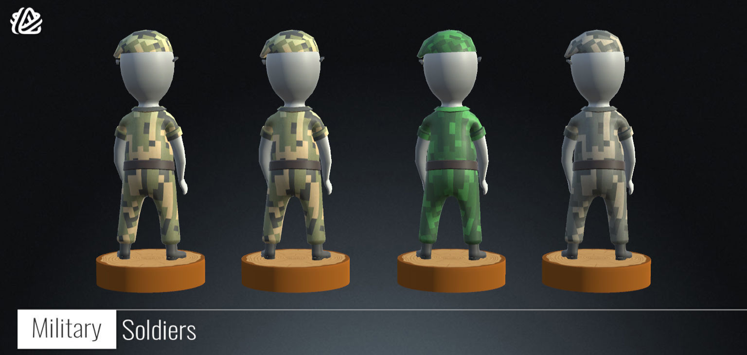 3D model 3D Soldiers - Military Stickman VR / AR / low-poly | CGTrader