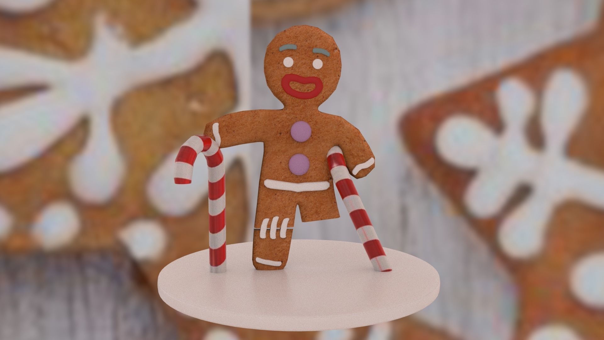 3D model Christmas Gingerbread man without leg VR / AR / low-poly ...