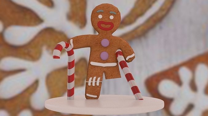 3D model Christmas Gingerbread man without leg VR / AR / low-poly ...