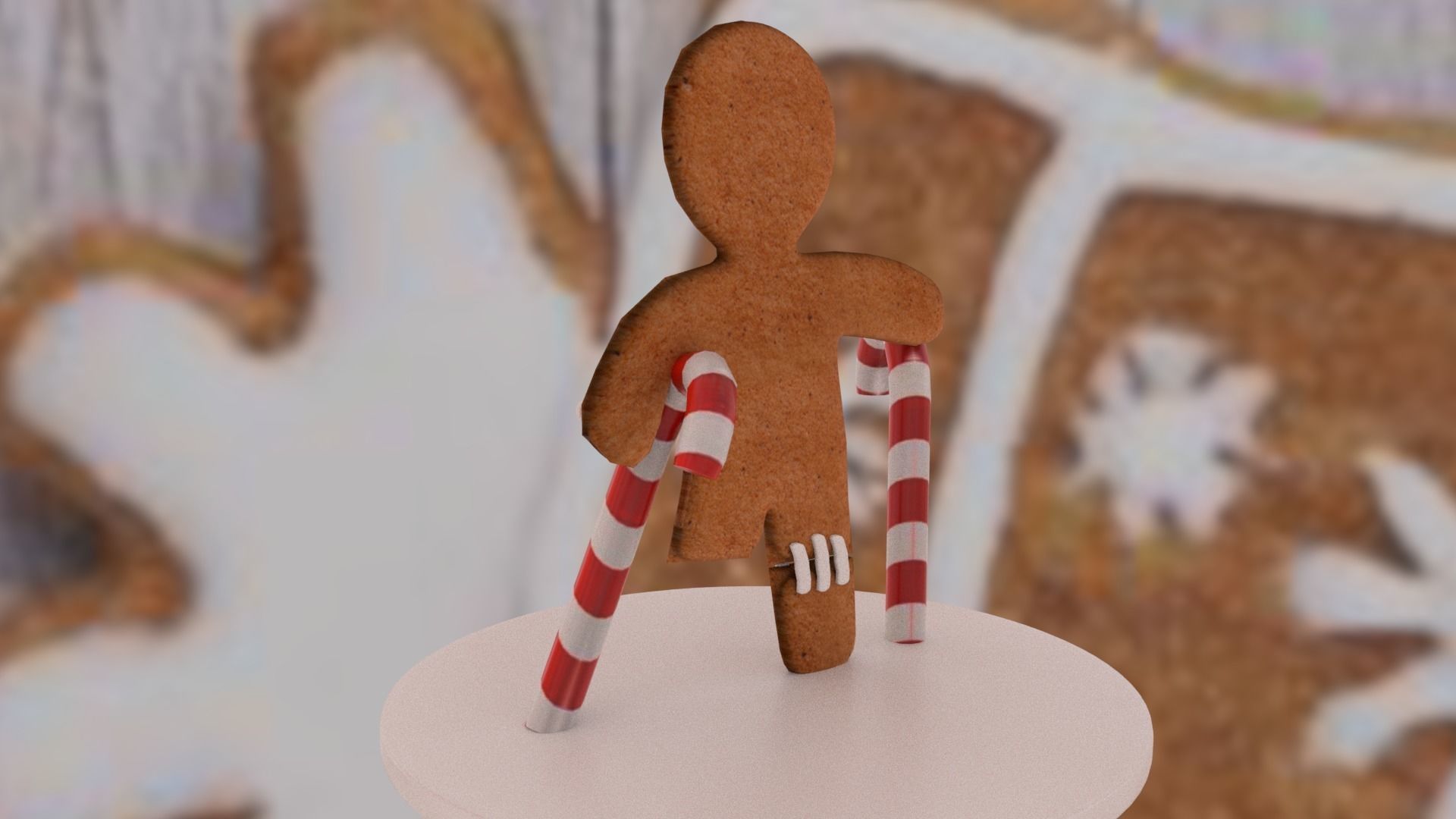 3D model Christmas Gingerbread man without leg VR / AR / low-poly ...
