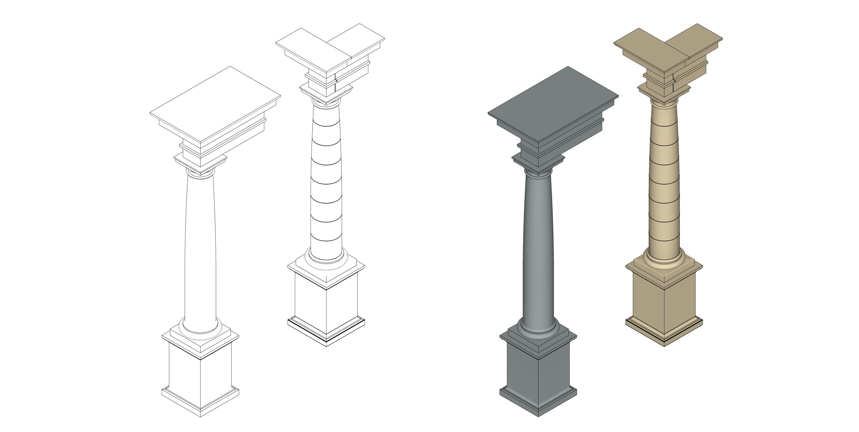 Tuscan column with pedestal and entablature Tuscan Order 3D model ...