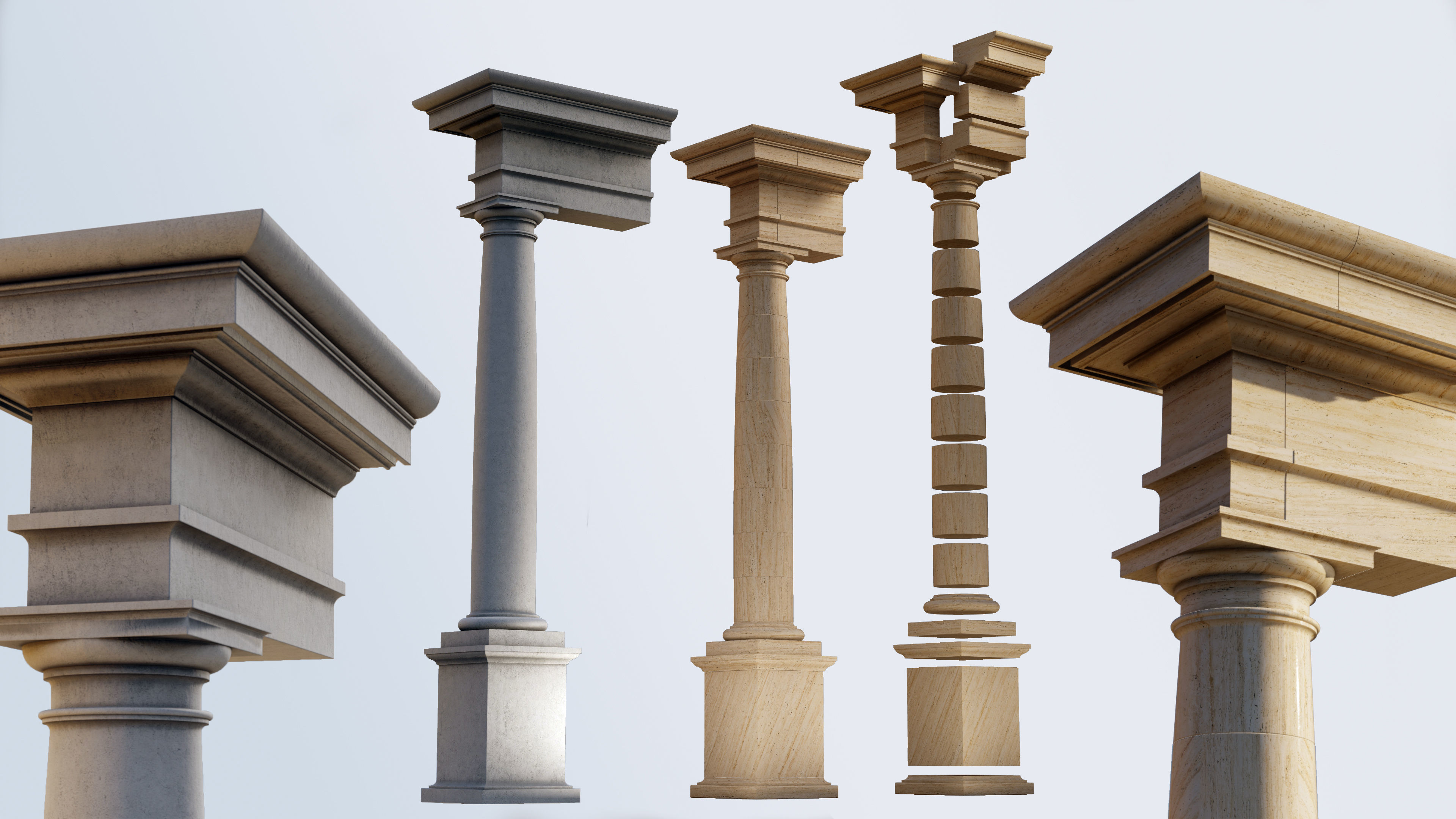 Tuscan column with pedestal and entablature Tuscan Order 3D model ...