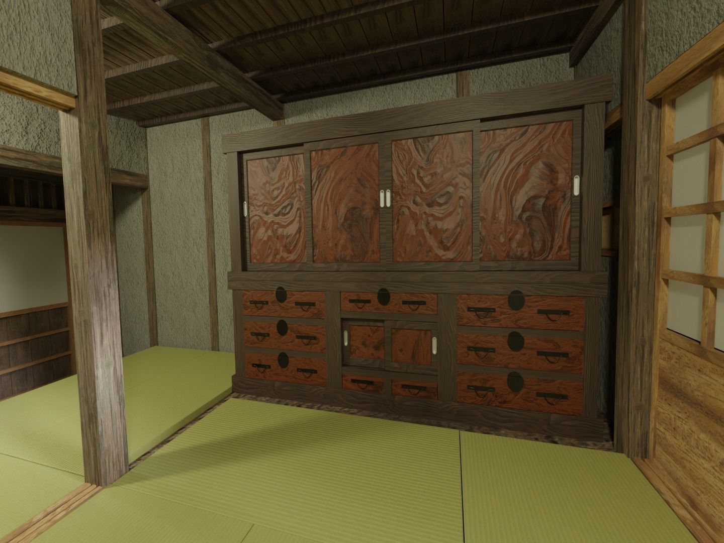 Japanese old row house in 19C Osaka 3D model | CGTrader