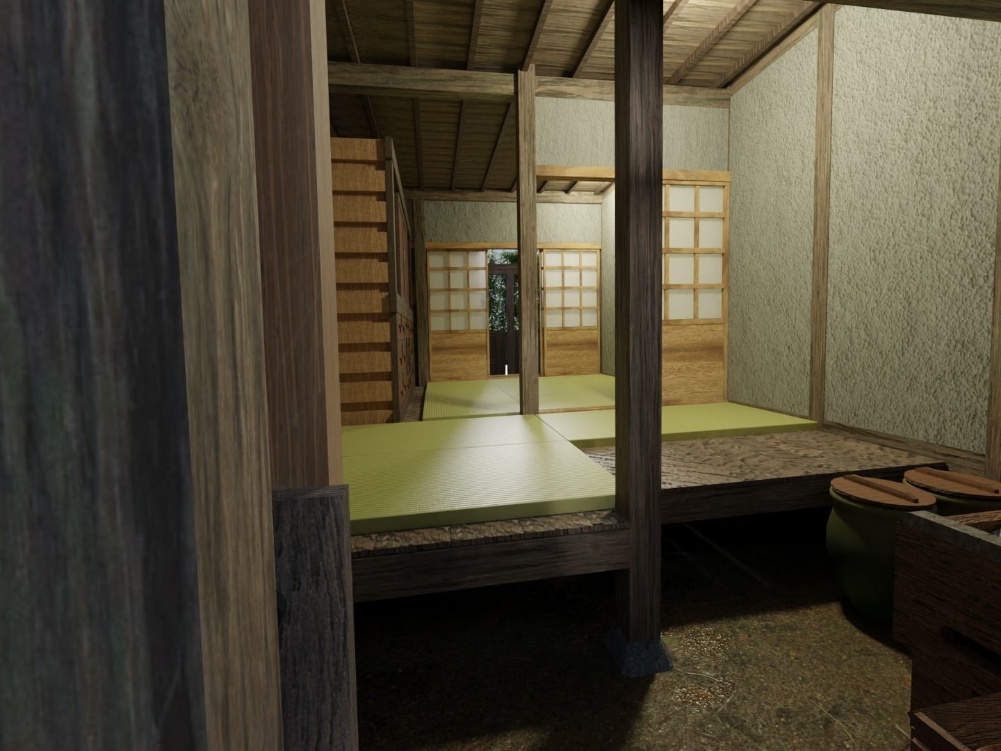 Japanese old row house in 19C Osaka 3D model | CGTrader