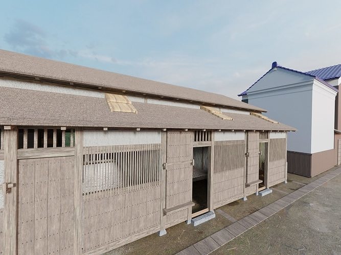 Japanese old row house in 19C Osaka 3D model | CGTrader