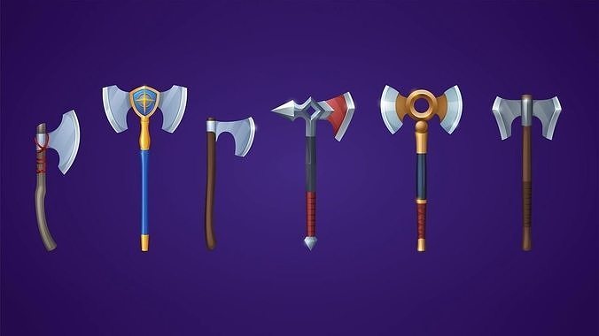 3D model 3D Lowpoly Cartoon Axe Pack VR / AR / low-poly | CGTrader