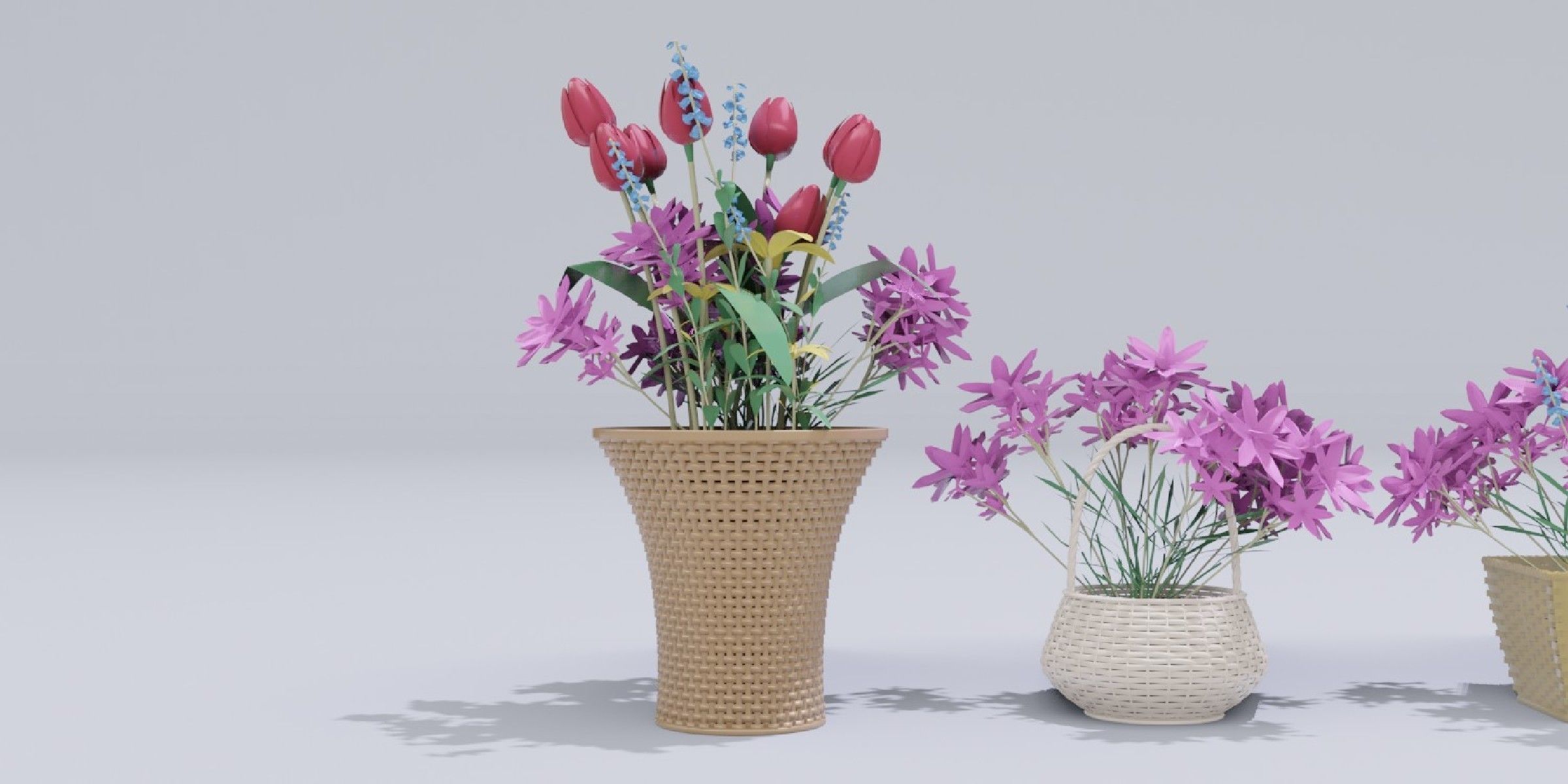 Flower basket model in Blender 3D model | CGTrader