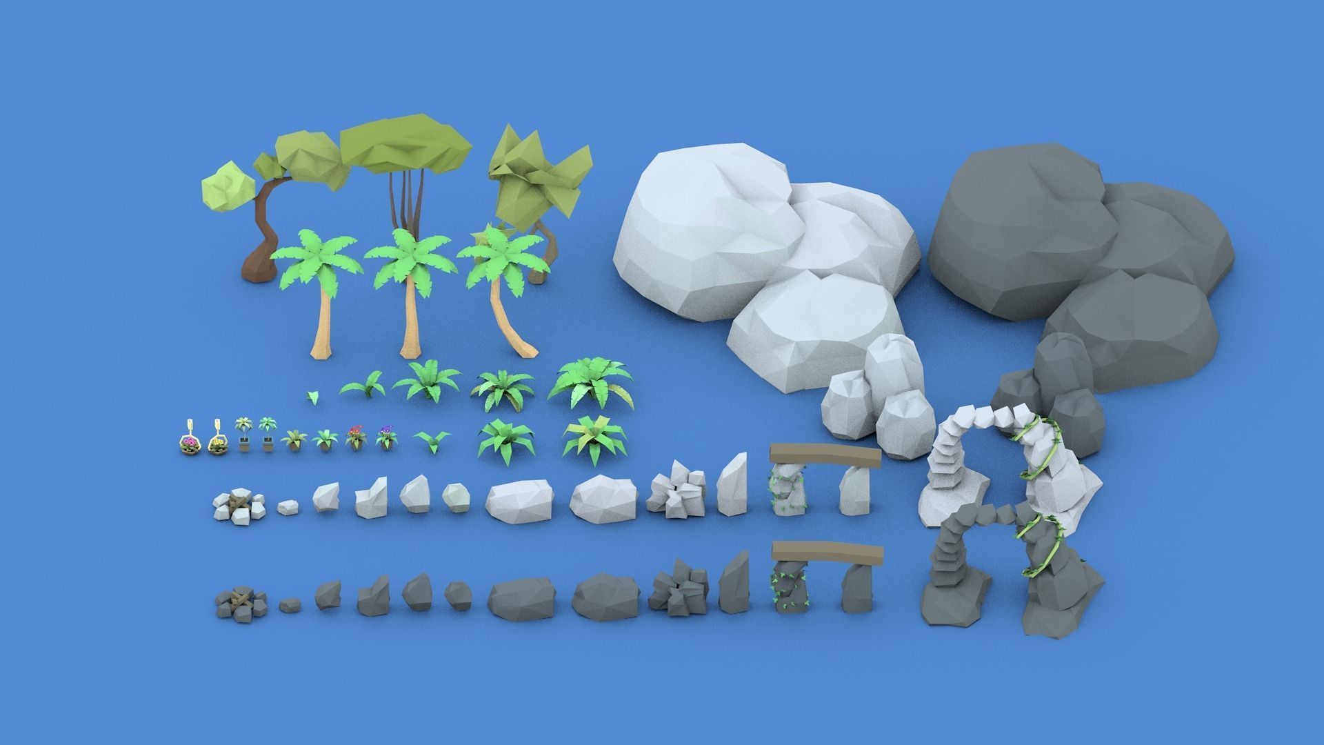 3D model Low Poly Pirate Environment Tropical Nature Asset Pack VR / AR ...