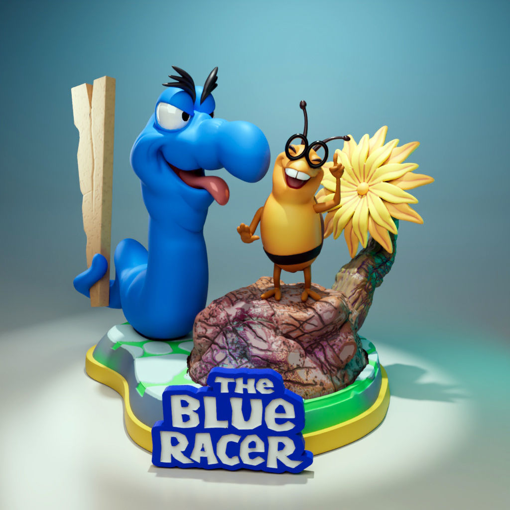 The Blue Racer 3D model 3D printable | CGTrader