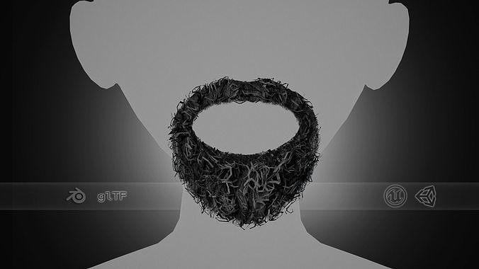 3D model Facial Hair Cards Style 8 - Curly Circle Beard VR / AR / low ...