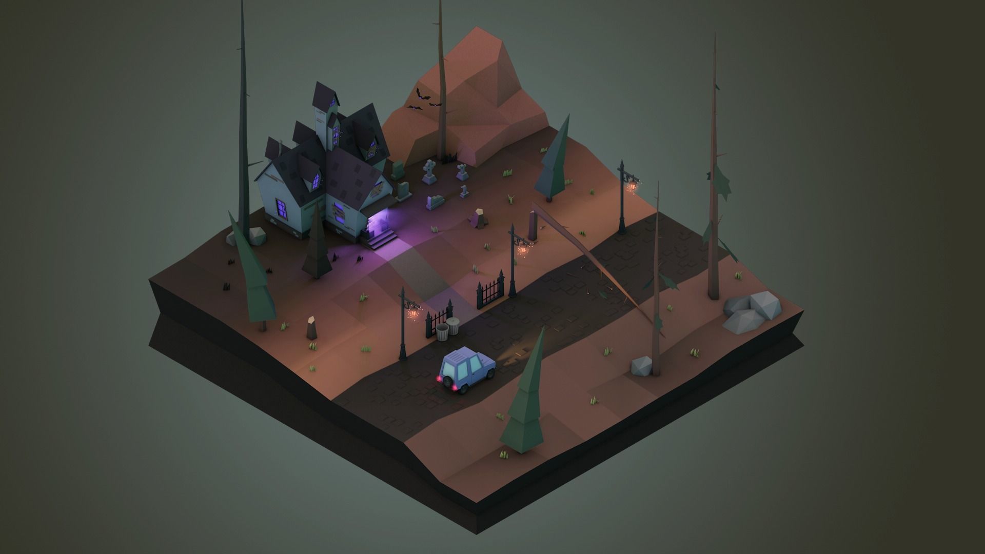 3D model Low Poly Fantasy Scary Creepy Dark Halloween Asset Pack VR ...