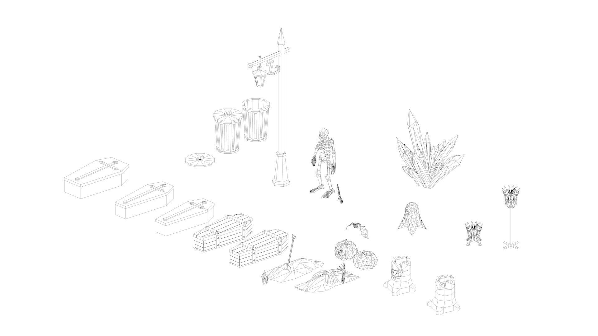 3D model Low Poly Fantasy Scary Creepy Dark Halloween Asset Pack VR ...