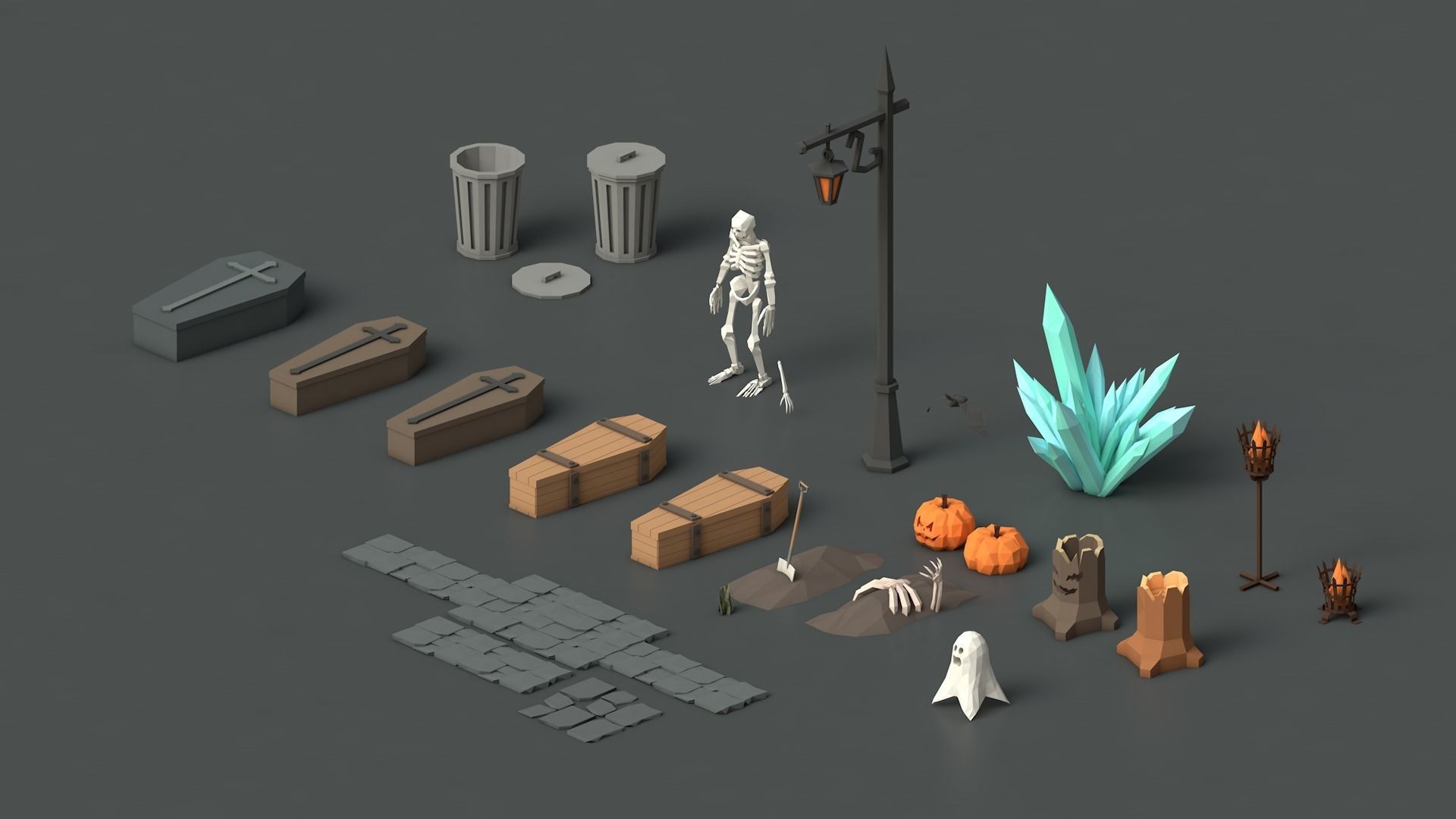 3D model Low Poly Fantasy Scary Creepy Dark Halloween Asset Pack VR ...