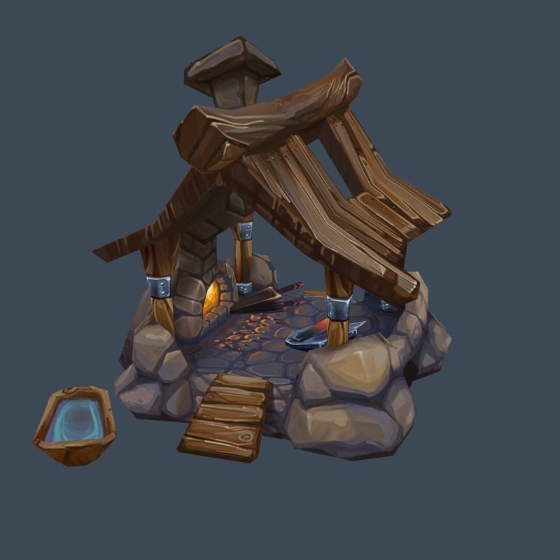 3D model Cartoon Old Forge Building VR / AR / low-poly | CGTrader