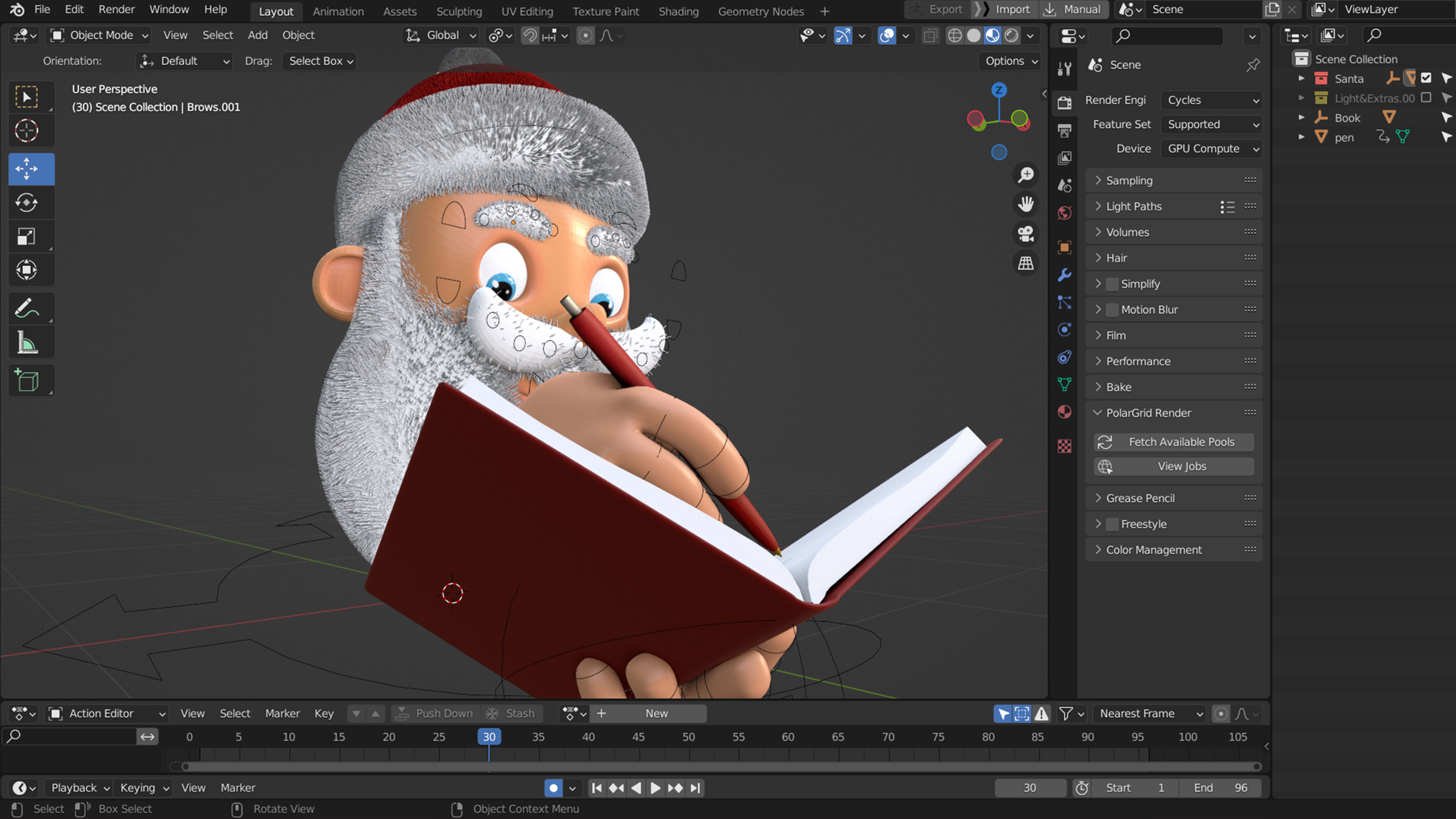 3D model Animated Santa Making List VR / AR / low-poly | CGTrader