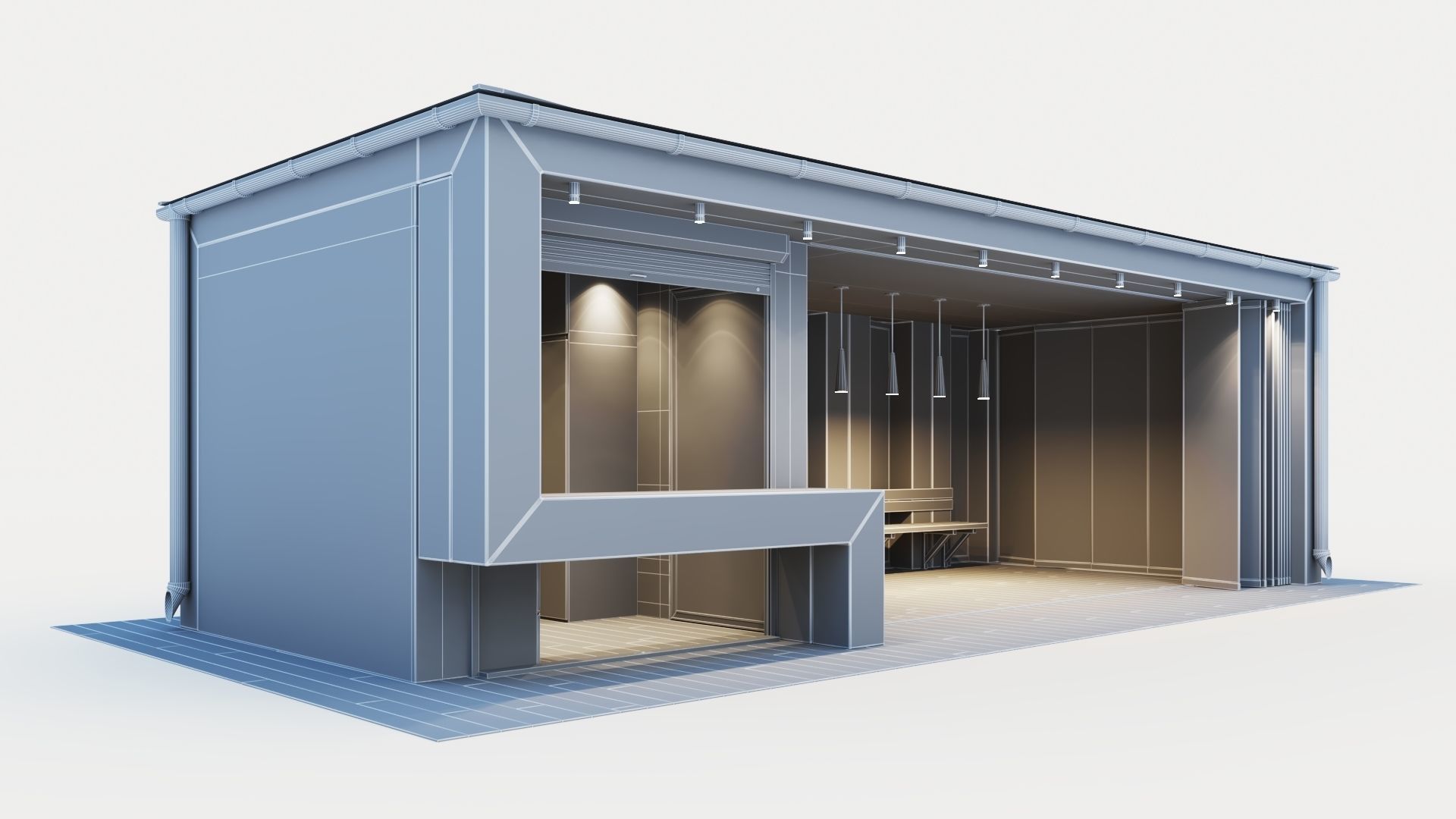 Pavilion with glass sliding partitions 3D model | CGTrader