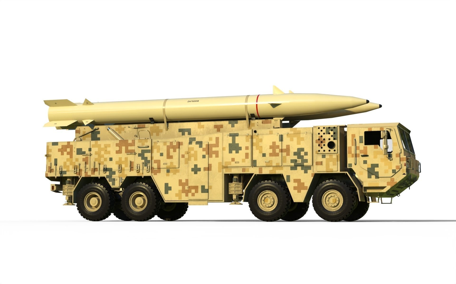 Zolfaghar Iranian road-mobile missile 3D model | CGTrader