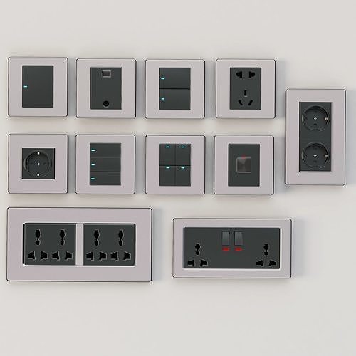Coswall Modular Range Switches and Sockets Set 3D model | CGTrader