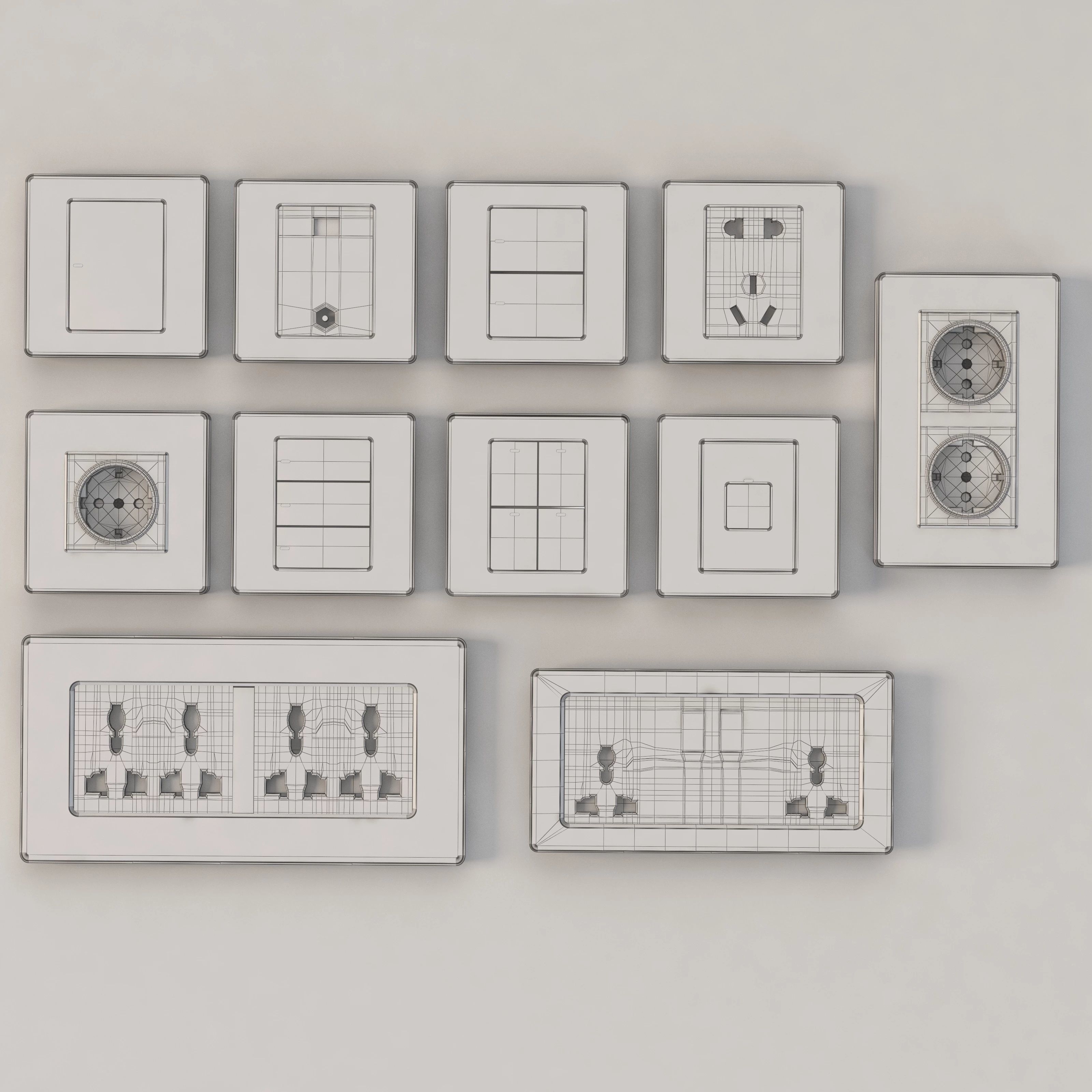 Coswall Modular Range Switches and Sockets Set 3D model | CGTrader