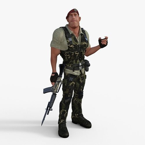 Commando Soldier Character Rigged 3D model rigged | CGTrader