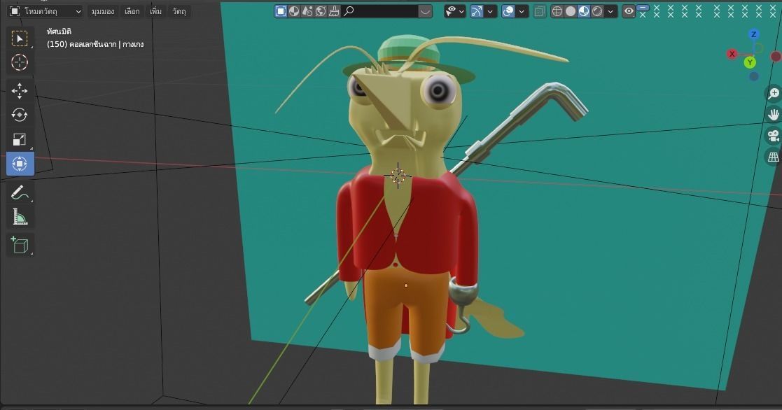 The shrimp pirate cartoon captain low-poly 3D model | CGTrader
