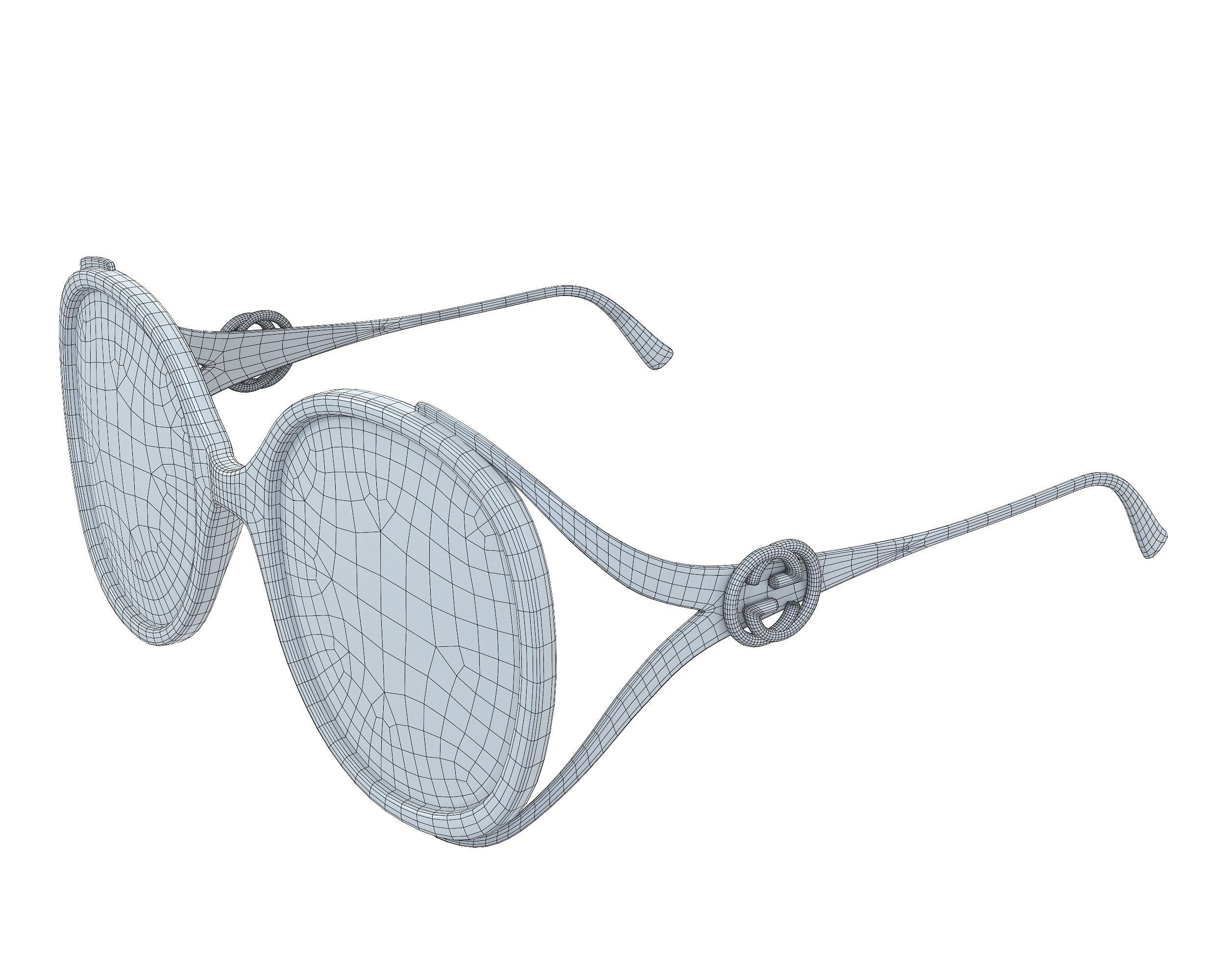 3D model Gucci Round-frame Interlocking G sunglasses VR / AR / low-poly ...