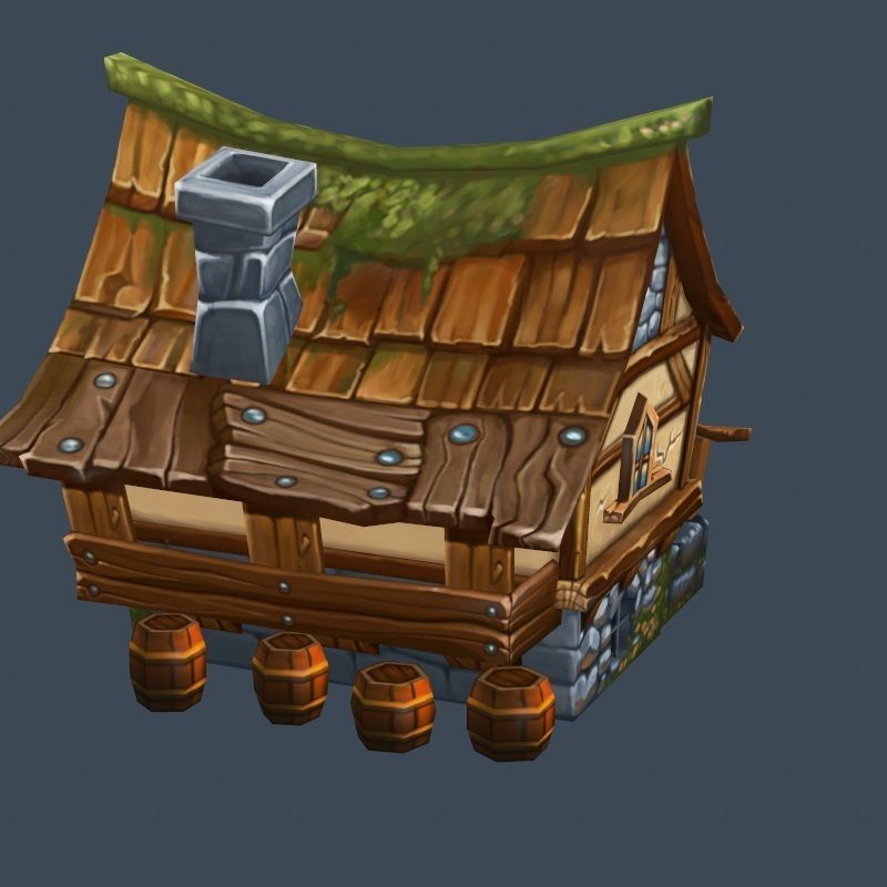 3D model Cartoon Old Bandit Hotel Tovern House Building VR / AR / low ...