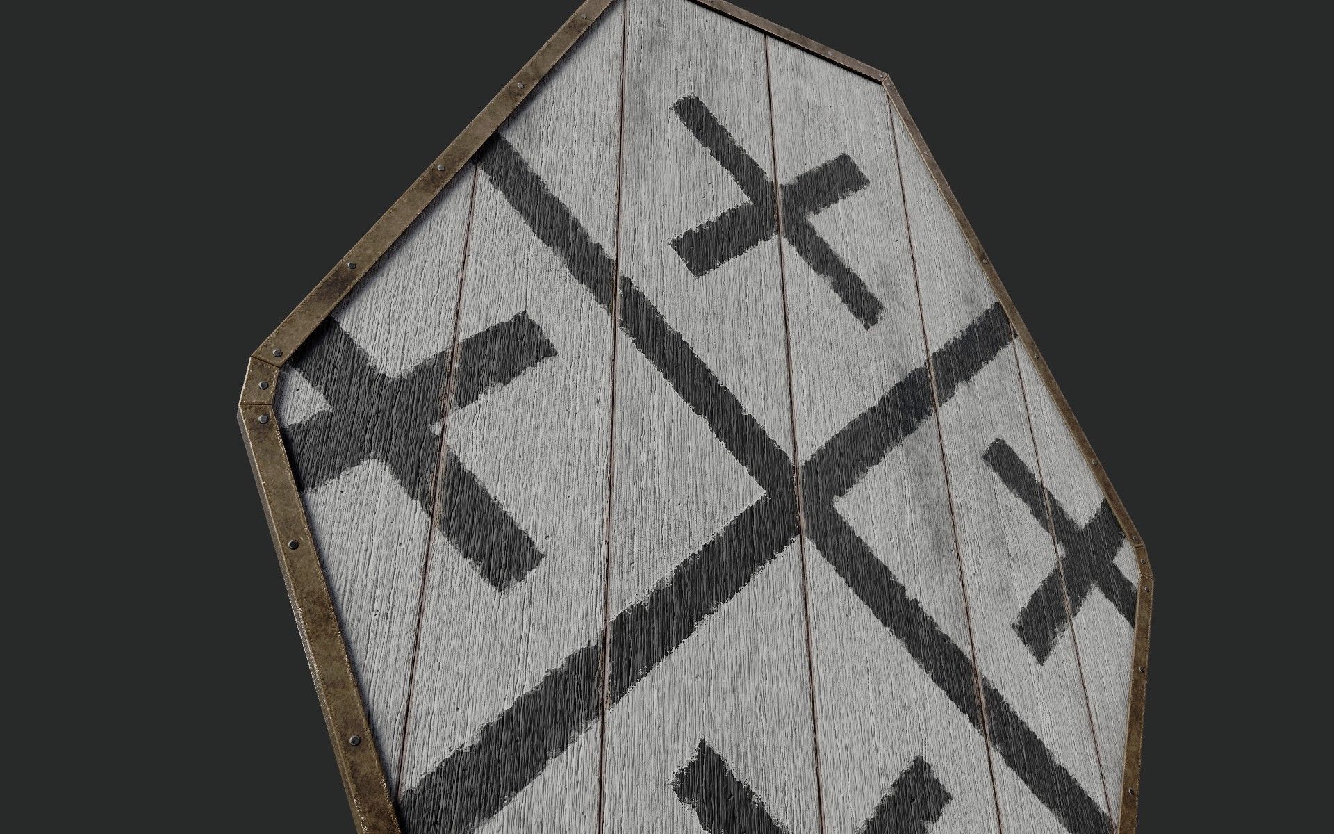 3D model Slavic diamond-shaped shield painted white with black crosses ...