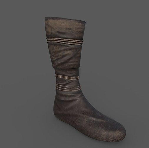 3D model Lowpoly simple medieval leather boots VR / AR / low-poly ...