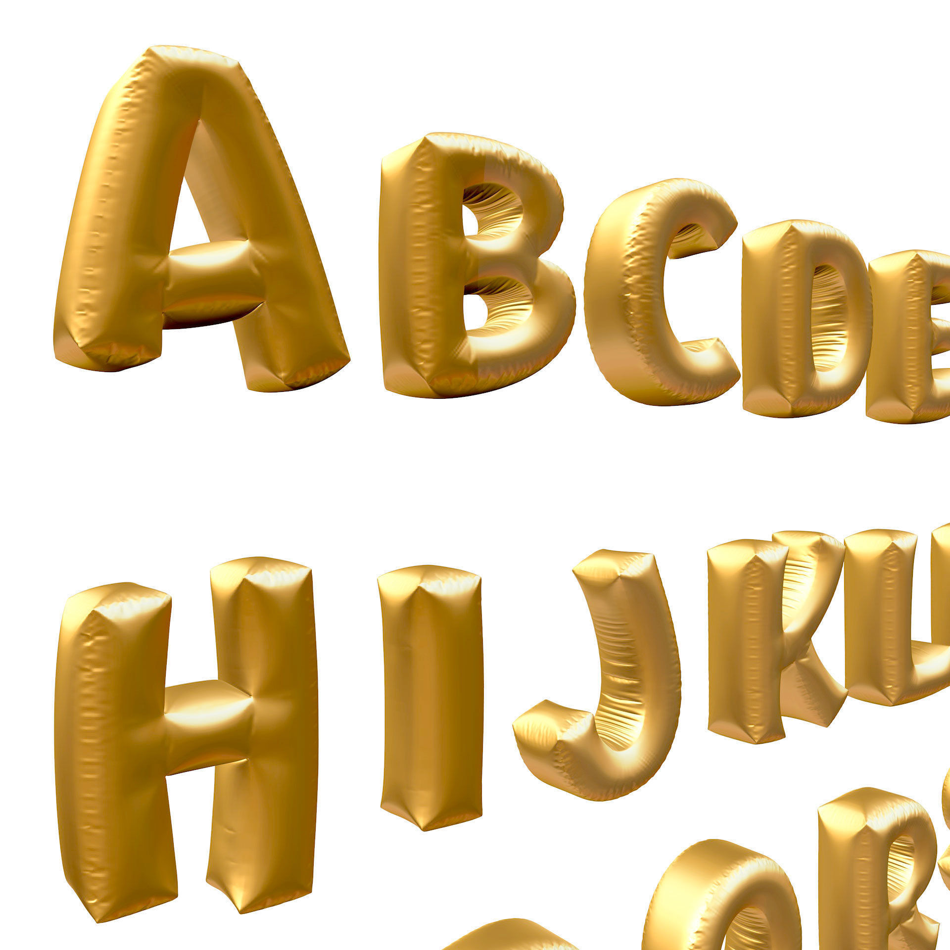 Golden Balloons Alphabet Letters High Poly 3D model | CGTrader