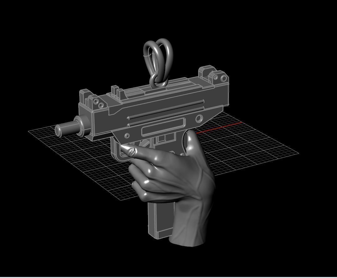 pendant uzi on hand 3D model 3D printable | CGTrader